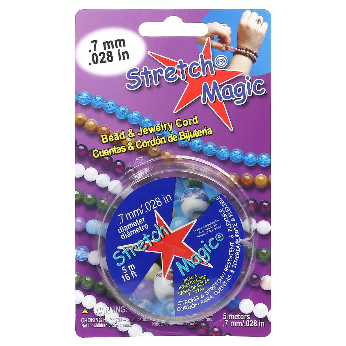 Pepperell SMF-1-5 0.7mm Stretch Magic Bead and Jewelry Cord, 5m, Clear