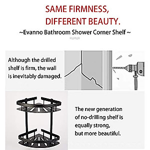 Shower Corner Shelf, Durable Aluminum 2 Tiers Shower Shelf Adhesive Tape Mounting, No Drilling,Wall Mounted Aluminum Shower Caddy for Bathroom,Kitchen,Toilet (1 PACK Black)