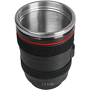 Yepteeps Coffee Mug, Camera Lens Travel Thermos, Stainless Steel Insulated Cup with Easy Clean Lid (Leak Proof)