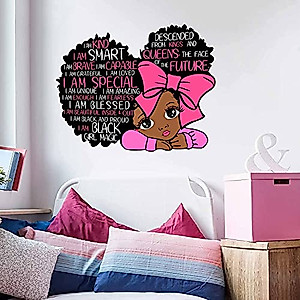 Yovkky Black Girl Magic I Am Special Inspirational Quote Wall Decal Pink Motivational Saying African American Sticker Nursery Positive Decor Baby Toddler Room Decoration Afro Kid Bedroom Playroom Art