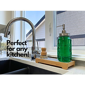 Zenera Instant Dry Sink Caddy Organizer - Fast Drying Stone Sink Caddy - Water Absorbing Stone - Bamboo Brush Included