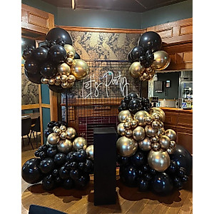 Black and Gold Balloons 75PCS Black Gold Balloons Party Decorations 12in and 5in Black Gold Latex Party Balloons for Birthday New Years, Wedding, Graduation Decorations