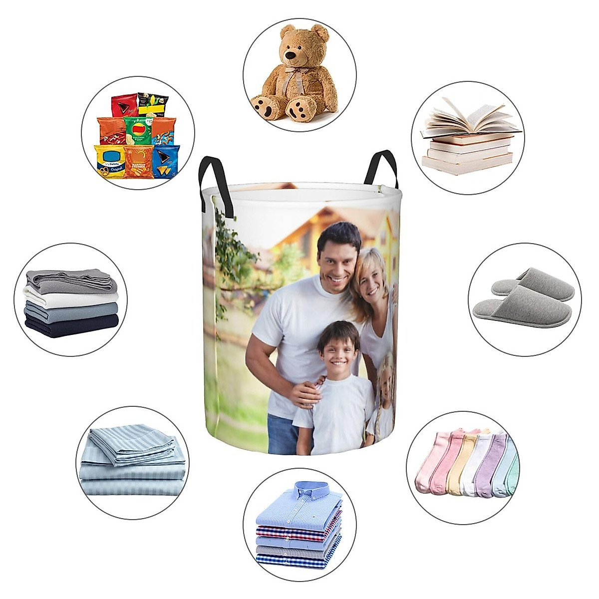 Custom Laundry Baskets Personalized Hampers Add Your Name Photo Text Customized Collapsible Dirty Clothes Baskets for Bedroom Bathroom Livingroom Barbershop Large 19.6" x 15.7"