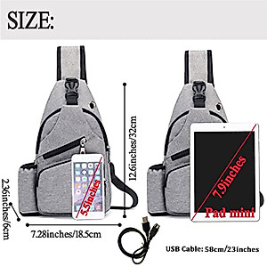 Sling Bag - Shoulder Backpack Chest Bags Crossbody Daypack for Women & Men with USB Charging Port ((12.6 * 7.28 * 2.36 inch)-M-Black)