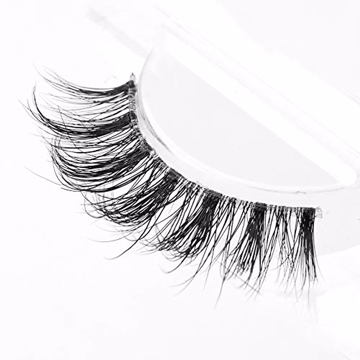 Arimika Clear Band Fluffy 3D Mink False Eyelashes- Round Wispy Natural Lashes with a Medium Dramatic Look