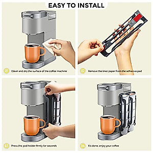 Kedofa K Cup Holder for Keurig- Coffee Pods Holder Side & Wall Mount Hanging- K-cups Pods Organizer, K-pod Storage Stands Rack- Save kitchen Space- Black (2 Rows/for 10 K Cups)