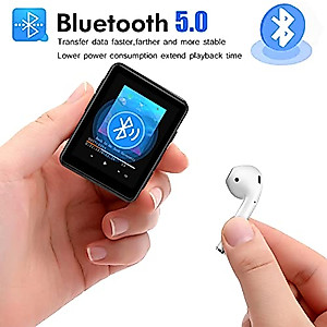 MP3 Player with Bluetooth 5.0, 1.8 inch Screen Metal Shell Touch Buttons, 8+64GB Portable Lossless Music MP4 Player for Kids Walkman with HiFi Sound Speaker for Sports Running, Voice Recorder, E-Book