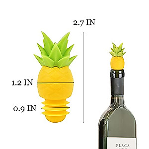 Cute Wine Stoppers for Wine Bottles - 4Pcs Funny Wine Stoppers Pineapple Small Bottle Caps for Crafts Cork Wine Bottle Stopper- Yellow Silicone Wine Stopper Wine Bottle Sealer Bottle Top Covers