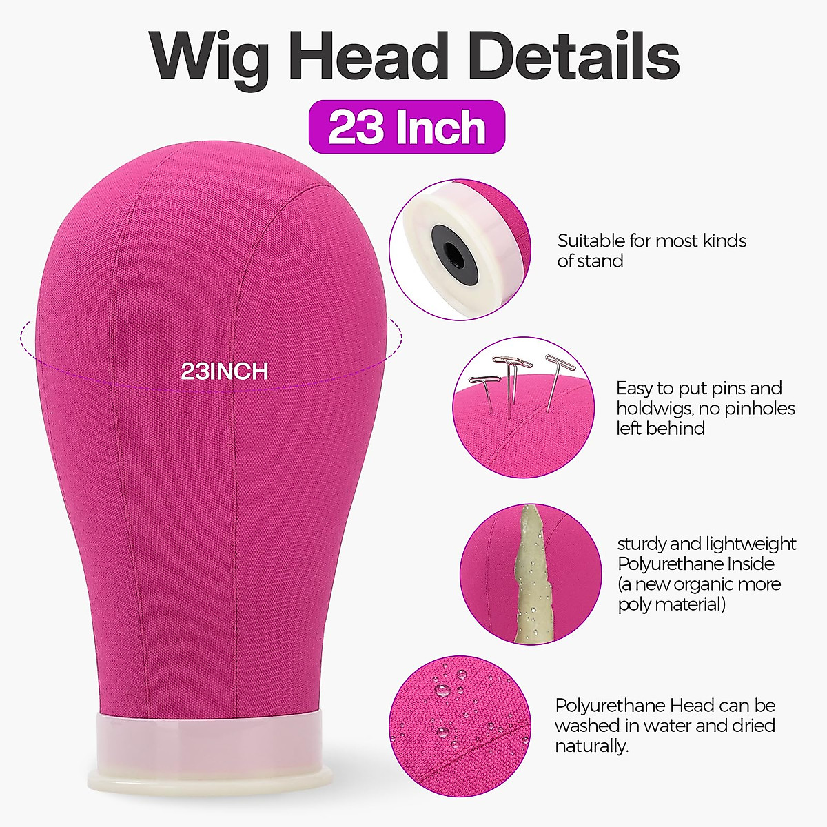 Neverland Beauty & Health Wig stand with Head,Wig Head Mannequin Head with Wig Stand Tripod,Manikin Canvas Head Set for Wigs Making Display with Wig caps,T Pins Set Bristle Brush(Red)