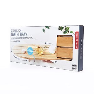 Kikkerland Bamboo Bath Bathtub Side Rotating Table Tray Caddy Accessories, Tub Shelf, Home Decor, Stress Relief