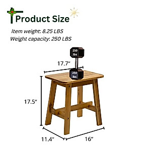 Acacia Wood Stool Rectangle Top Chairs Best Ideas End Tables for Sofas Sub-Stool for Living Room Bedside Strong Weight Capacity Upto 350 LBS, Natural Color