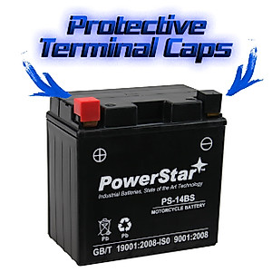 PowerStar YTX14-BS, YTX14, KMX14-BS, FTX14-BS Replacement Battery 200cca High Performance WP14-BS Sealed AGM for Powersports