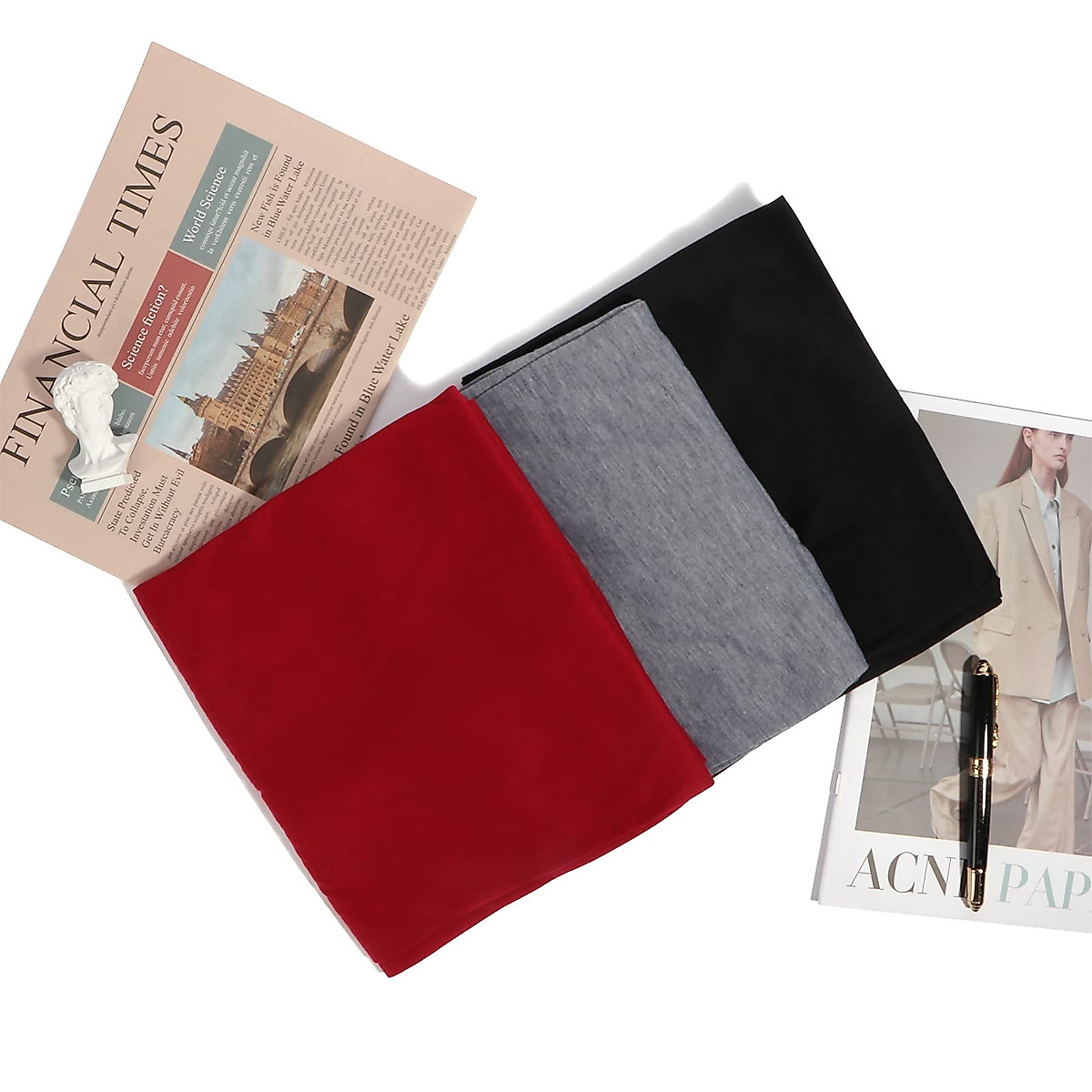 Ever Fairy Turban Head Wrap Scarf,African Women' Soft Long Scarf Shawl Hair Bohemian Headwrap Stretch Headband Tie (Set A-Black+Grey+Red)