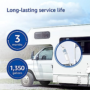 Waterspecialist RV Inline Water Filter, NSF Certified, Reduces Chlorine, Bad Taste and Odor, Rust, Corrosion, Sediments, and Turbidity, Dedicated for RVs, 1 Pack Water Filter with Hose Protector