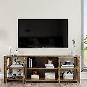 Panana TV Stand Entertainment Center TV Storage Cabinets Media Console with 2 Doors 4 Cubby TV Stand up to 70 Inch