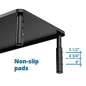 Husky Mounts Monitor Riser Laptop Stand, Adjustable Legs, Stackable, 14.5" x 9.25" x 5.5" Max Height, Matte Steel, Black.