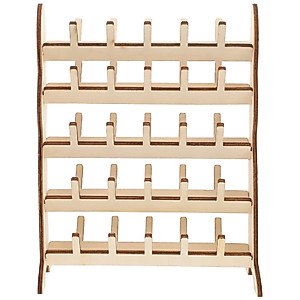 EXCEART Spools Wooden Thread Rack Thread Holder Organizer Wall-Mounted with Hanging Hooks for Embroidery Quilting and Sewing Threads