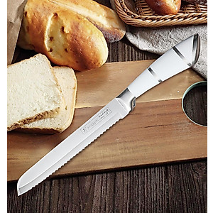 9Pcs White Kitchen Knife Set, DUFEIMOY Chef Knife Set Professional, Stainless Steel Knife Block Set with Scissors, Peeler and Knife Sharpener Rod for Cooking Meat Cutting