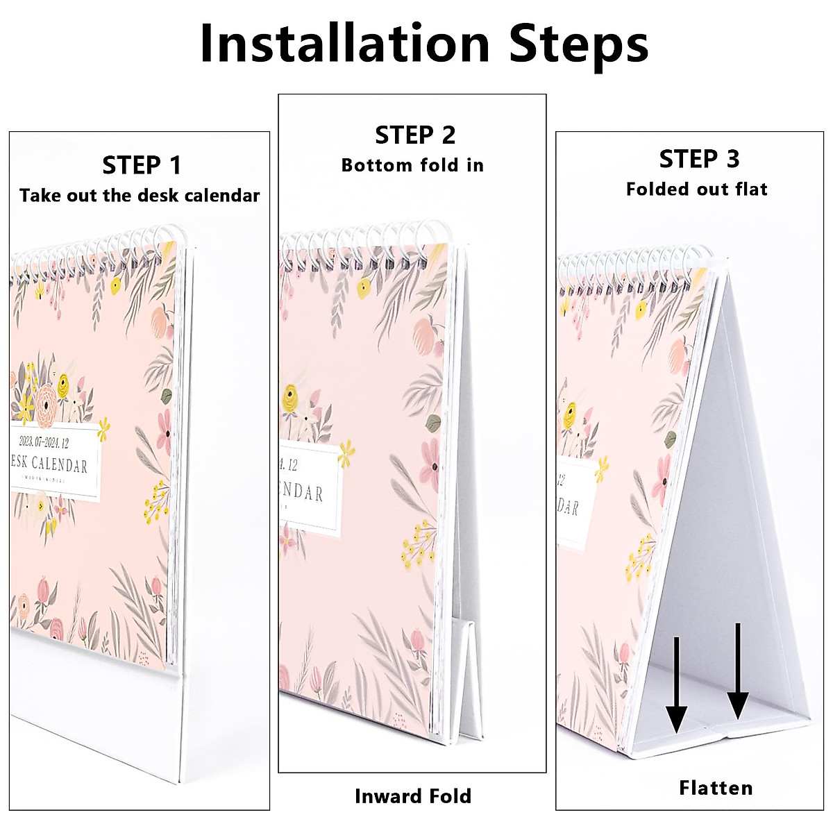 Mokani Small Desk Calendar 2023-2024 (8"x6"), Mini Monthly Desktop Calendar from January 2023 to June 2024, Academic Year Standing Desk Calendars with Planner Stickers