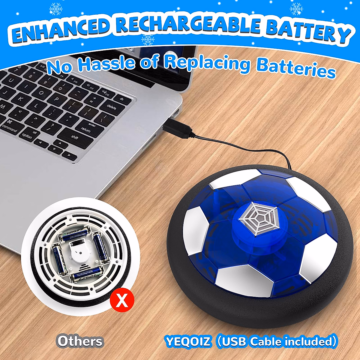 Kids Toys Christmas Stocking Stuffers Hover Soccer Ball, Rechargeable Air Soccer Indoor Fun Toys Birthday Gifts for Boys Girl Toddlers Age 3 4 5 6 7 8 Years Old