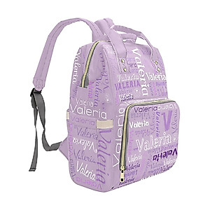 XOZOTY Name Light Purple Diaper Bags with Name Waterproof Mummy Backpack Nappy Nursing Baby Bags Gifts Tote Bag for Women