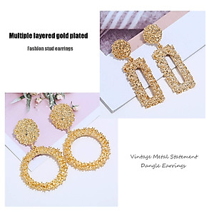 ATIMIGO 6 Pairs Gold Statement Drop Earrings Metal Geometric Dangle Drop Earrings for Women