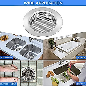 4 Pcs Kitchen Sink Strainer Stopper Kit, 4.5 Inch Stainless Steel Sink Drain Strainer, Thicken Drain Filter Strainer with Large Wide Rim, 6 inch Silicone Tub Stopper, Universal Rubber Drain Stopper