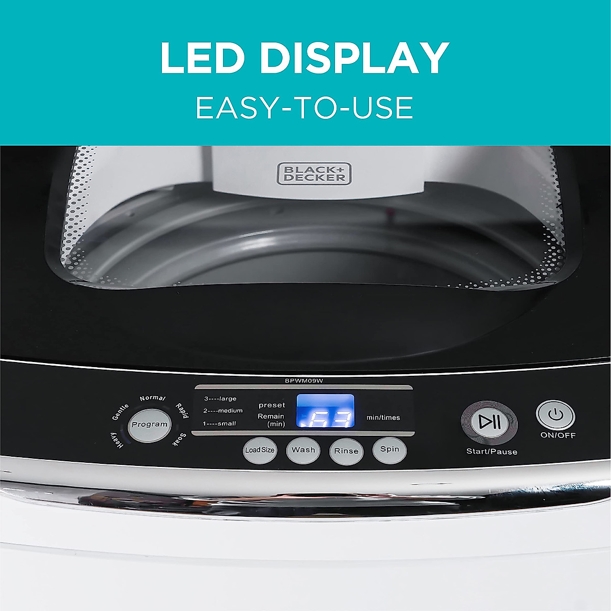 Euhomy Compact Laundry Dryer 1.8 cu.ft, Stainless Steel Clothes Dryers With Exhaust Pipe, Four-Function Portable Dryer For Apartments, Home, Dorm, White & BLACK+DECKER Small Portable Washer