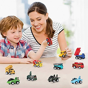 36 PCS Mini Pullback Vehicles Toy Pocket Cars Mega Set for Kids - Pull Back Plastic Miniature Construction Truck, Military Vehicle, Race Car, Fighter Jets Gift Assortment