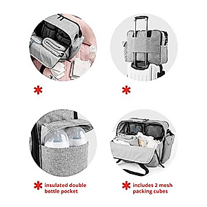 Skip Hop Diaper Bag: Iconic Duo Weekender, Extra Large Capacity with Changing Pad & Stroller Attachment, Grey Melange