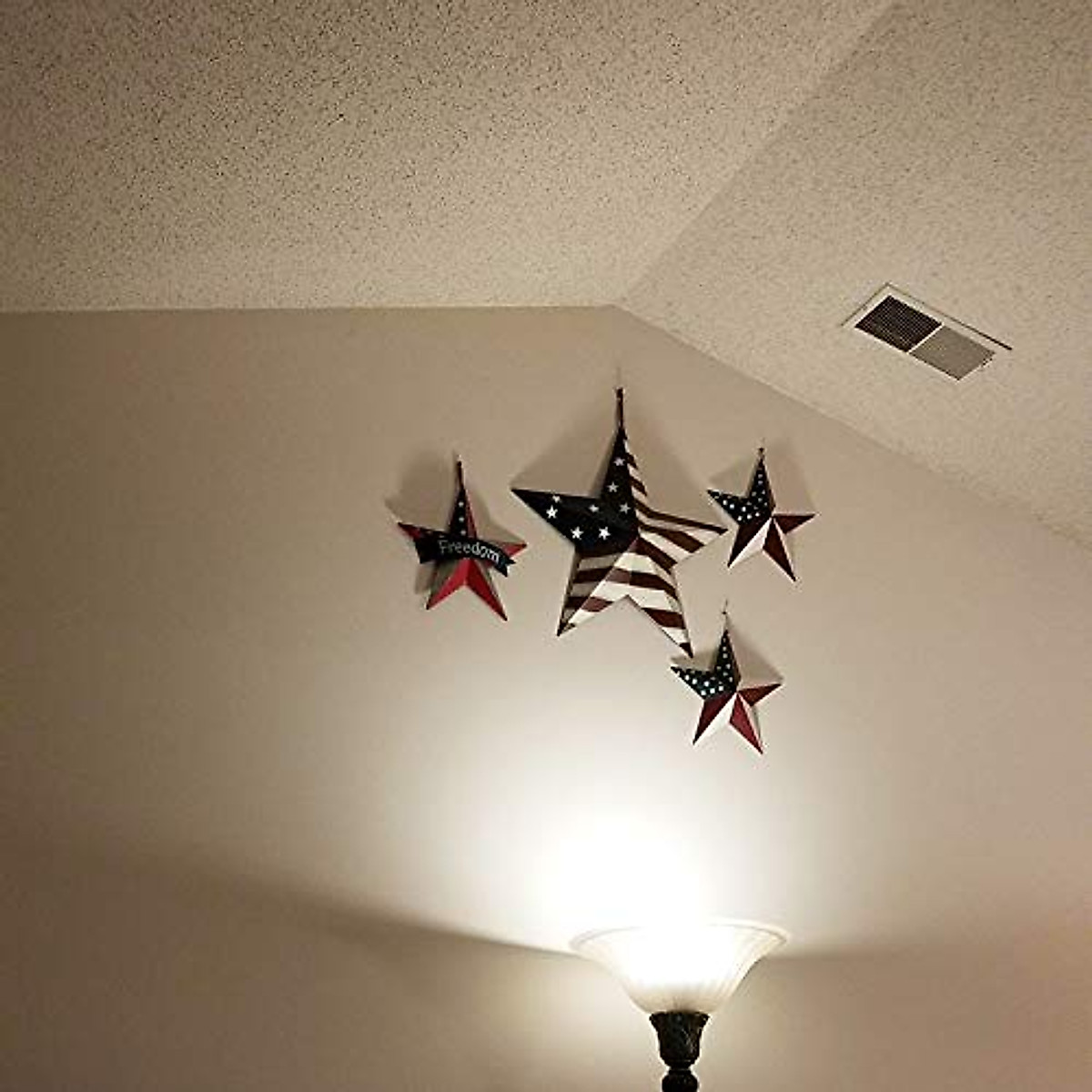 Patriotic Metal Barn Star Hanging Wall Decor 3D Dimensional Star Barn Outdoor Indoor 4th of July Decoration
