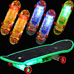 Civaner 6 Pcs Light up Mini Finger Toys Set Finger Skateboards Graduation Party Favor LED Fingerboard Creative Fingertips Movement Skateboards Kid Novelty Toys Favors Classroom Exchange Gift(Classic)
