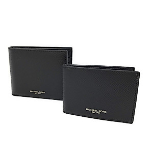 Michael Kors Men's Harrison Billfold with Passcase Leather Wallet No Box Included,slim (Black)