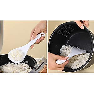 2 Pieces Plastic Rice Paddle Rice Spoon Scooper Rice Cooker Spoon Rice Scooper Rice Ladle Paddle Rice Scoop Spoon, White, 20 x 7cm