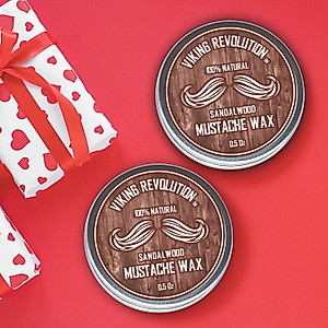 Viking Revolution Mustache Wax 2 Pack - Beard & Moustache Wax for Men - Strong Hold Helps Train Tame & Style (Sandalwood, 2 pack)