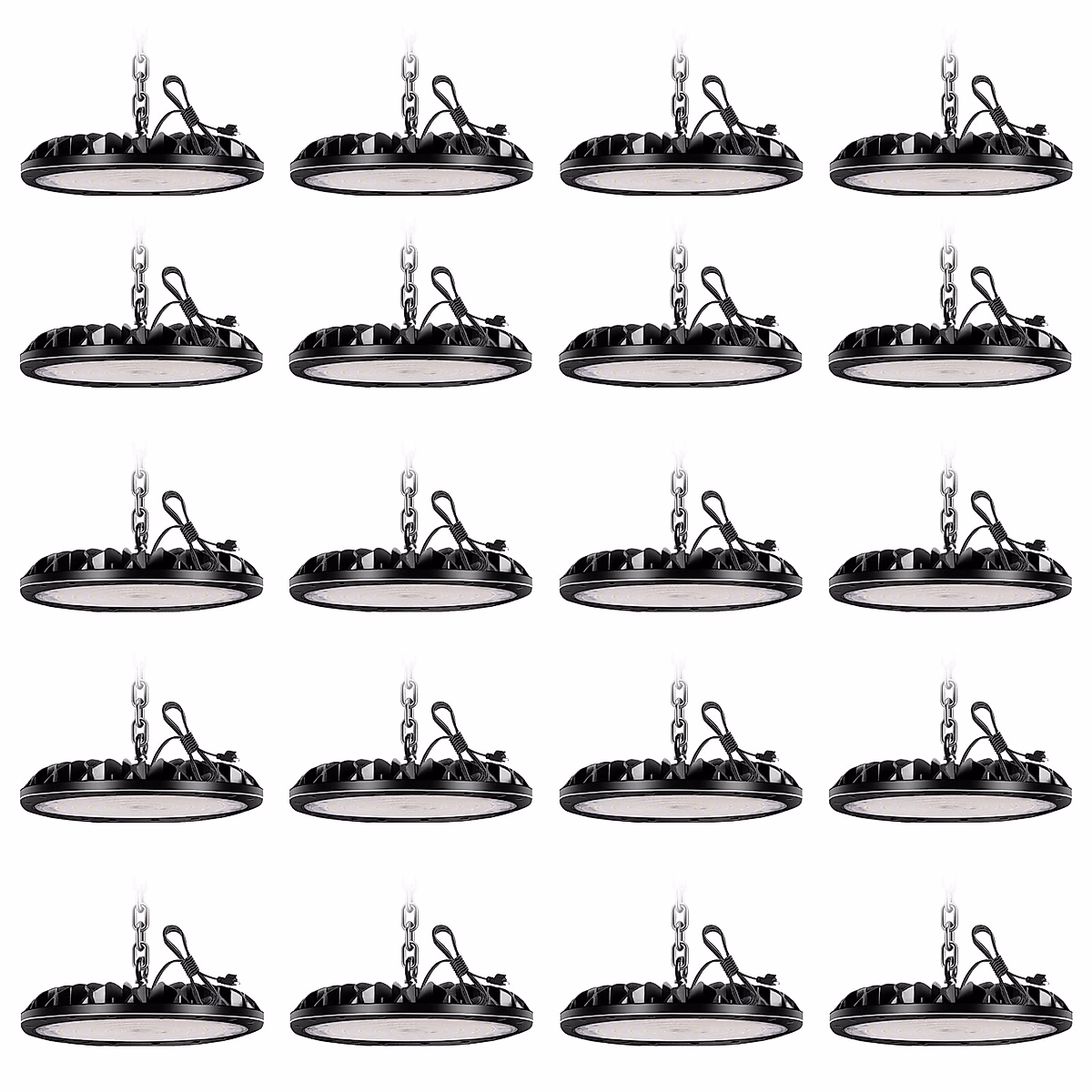 Paideste 20 Pack LED High Bay Light 100W, 10000LM Bright UFO LED High Bay Light, LED Shop Light with 4ft 110V Plug Cable, 6500K Bay Lighting IP65 Waterproof for Barn/Garage