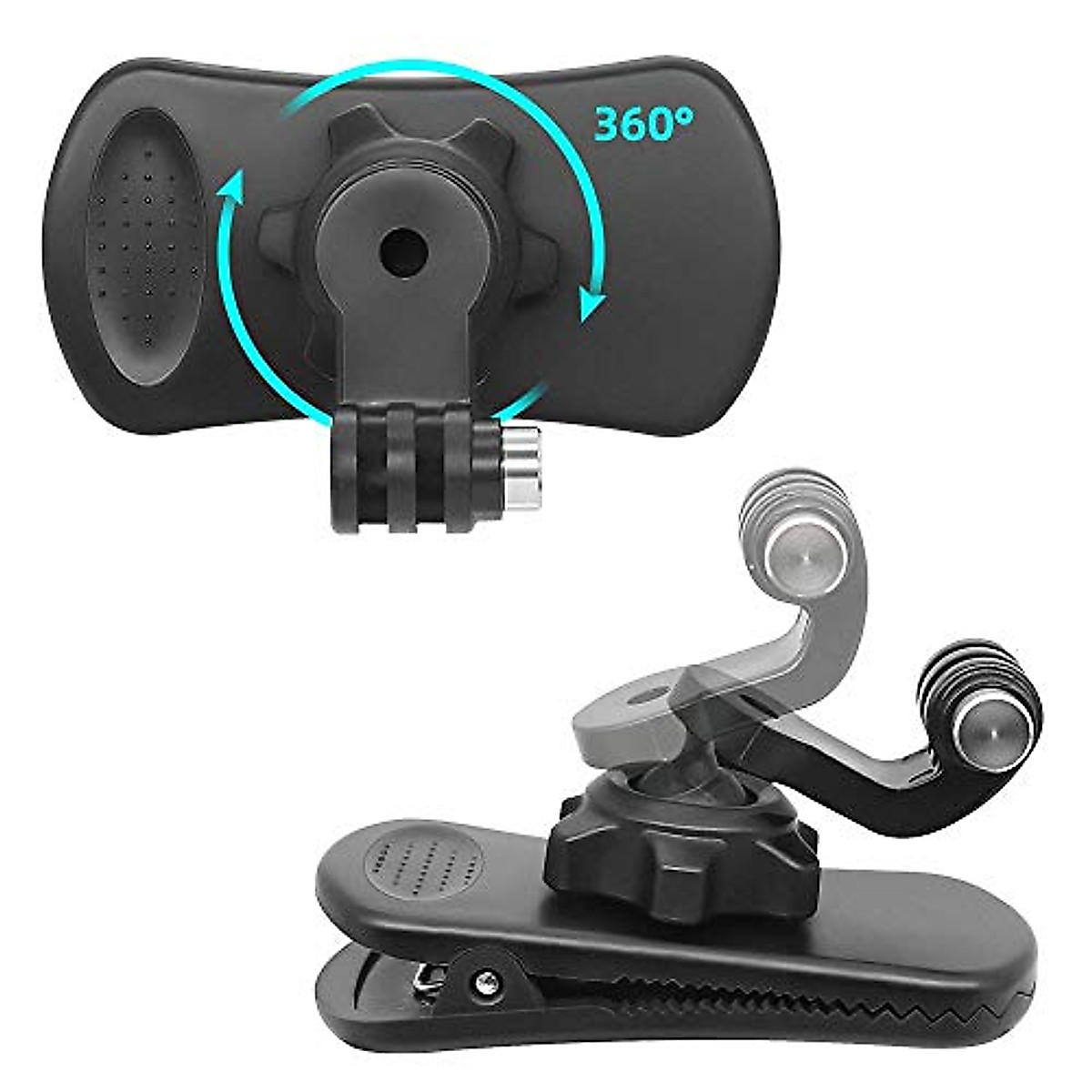 Backpack Strap Mount Quick Clip Mount, 360 Degree Rotation Backpack Clamp Mount Compatible with Gopro Hero 11/10/9/8/7/6/5 Black, Session, Fusion, Xiaomi Yi, DJI Osmo Action and Most Action Cameras