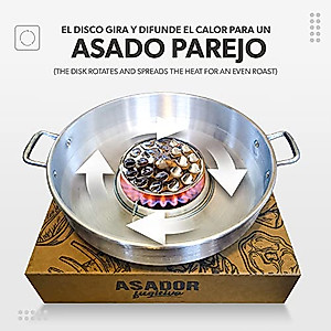 Asador fugitivo mexicano para estufa con disco giratorio - Fugitive mexican stove with grill spinning disc metal.