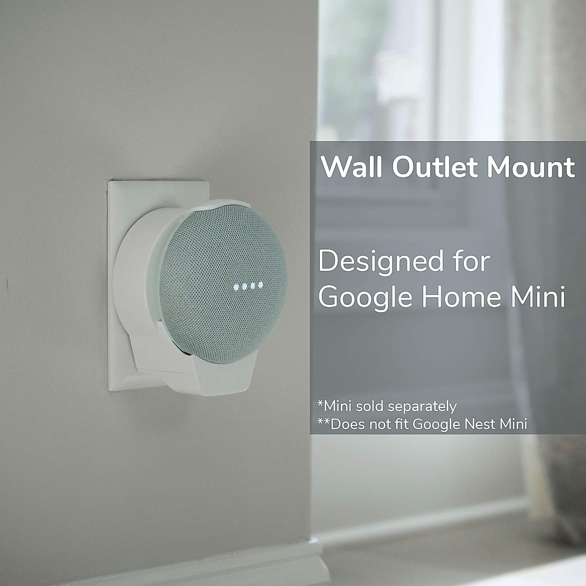 doqxD Outlet Wall Mount Holder for Google Home Mini 1st Generation: Google Home Mini Accessories - Fits Horizontal and Vertical Outlets - 2-Pack - Frost White