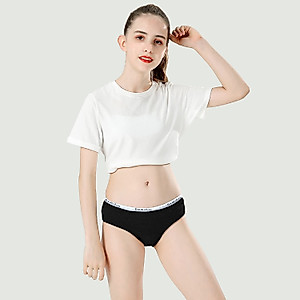 Demifill Teen Girls Underwear Cotton Briefs Panties for Teens Pack of 6 Size 14-16Years Black