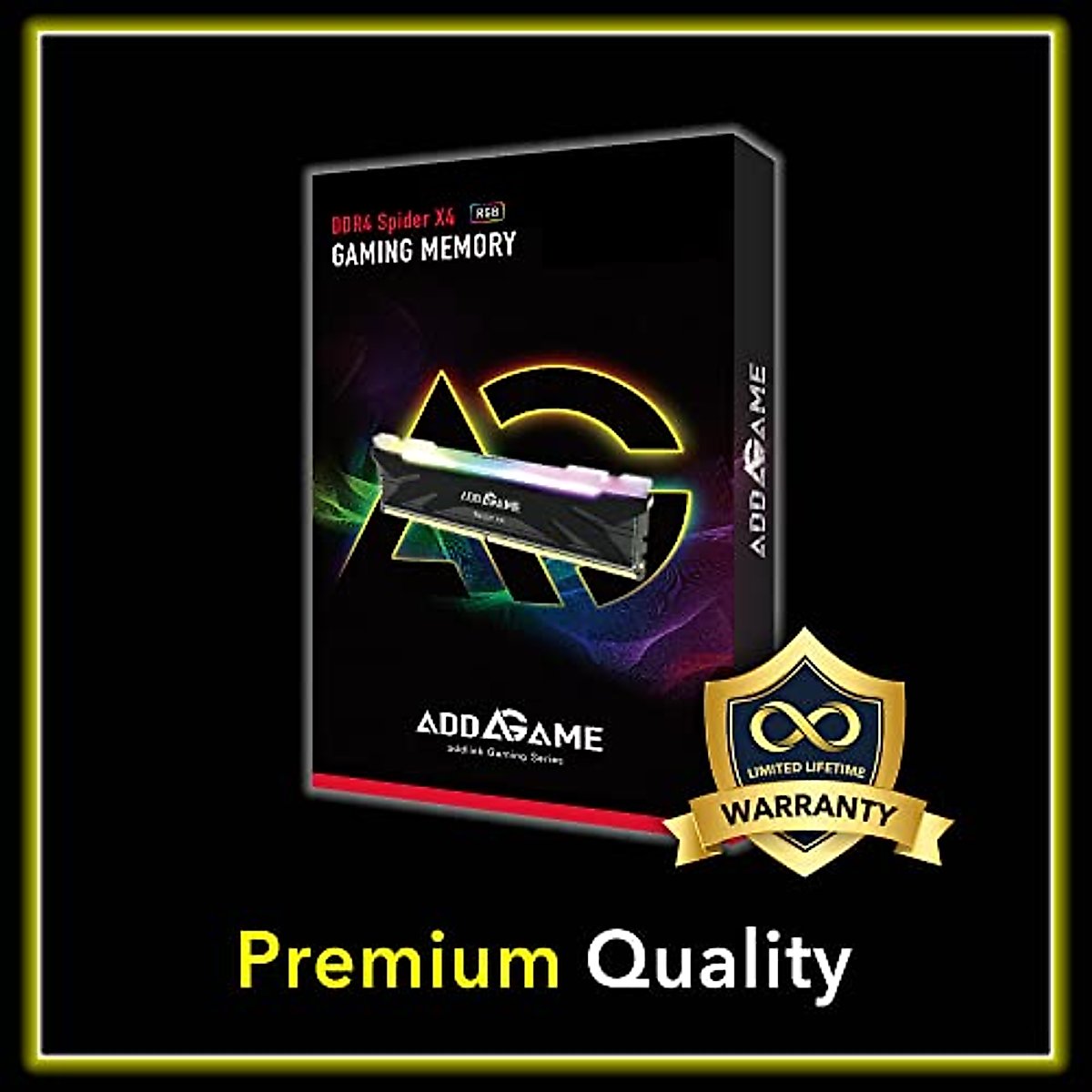 addlink AddGame Spider X4 RGB DDR4 RAM 32GB (2x16GB) Gaming 3200MHz with Heatsink 288-Pin, CL16 1.35V Intel XMP 2.0, UDIMM Dual Channel, Compatible Desktop Computer Memory - Black (AG16GB32C16X4UBX2)