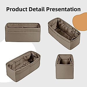 DGAZ Purse Organizer Insert，Silk Bag Organizer，Luxury Handbag & Tote Shaper Fits Lindy 19/26/30/34 Bags（Etoupe grey，LD26）