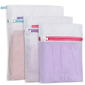 Polecasa Lead-free Premium Soft 125g Diamond Mesh Laundry Bags with Sturdy Zipper for Delicates - 3 Pack Durable Laundry Wash Bags - Protect Clothes in Washing Machine - 1 Large, 1 Medium, 1 Small