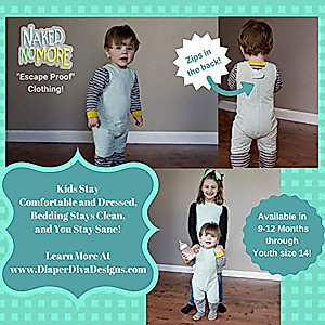 Naked No More®One Piece Romper Back Zipper Bodysuit Pajamas Escape Proof Adaptive Clothing (4T) (Mom's Choice Award Winner)
