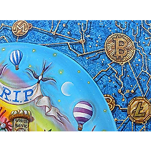 Joseph KALIHER (Texas 1970) Surreal OLD ECONOMY SOUVENIR OIL on CANVAS cm 50x50