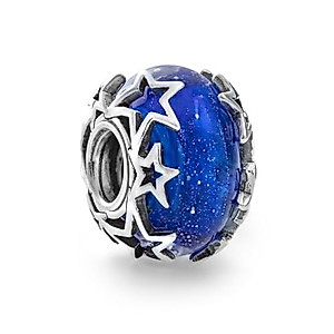 Pandora Galaxy Blue & Star Murano Charm Bracelet Charm Moments Bracelets - Stunning Women's Jewelry - Gift for Women - Made with Sterling Silver