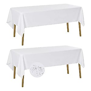Fokitut 2 Pack Waterproof Rectangle Tablecloth, 60x120 Inch ,Stain Resistant and Wrinkle Polyester Table Cloth, Fabric Table Cover for Kitchen Dining, Wedding, Party, Holiday Dinner-White