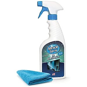 MiracleSpray for Electronics Cleaning, Safe Multisurface Cleaner for Any TV, Phone, Monitor, Keyboard, Screen, Computer, Includes Microfiber Towel - 16 Ounce Kit