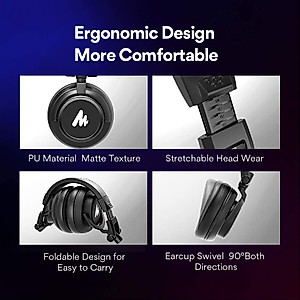 MAONO AU-A04T USB Microphone with AU-MH601 Studio Monitor Headphones Bundle Streaming Podcasting Pack Plug and Play for Computer, YouTube, Music