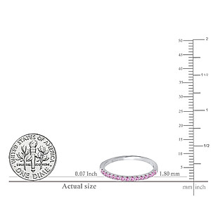 Dazzlingrock Collection Round Pink Sapphire Elegant Wedding Band for Women in 10K White Gold Size 7
